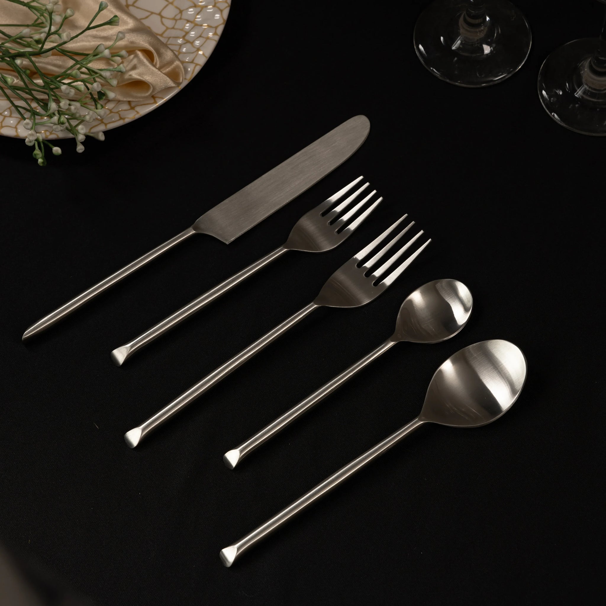 Matt Finish Stainless Steel Cutlery set of 5 | ThreadVibe Living